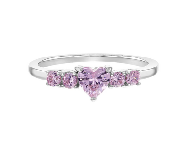 sterling silver pink cz heart ring - Kids Size 4 Gift – Baby Jewels