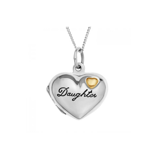Children's Necklaces: Sterling Silver "Daughter" Locket with 14k Gold ...